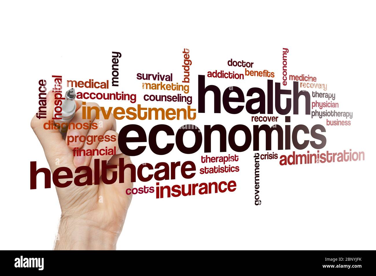 Health economics word cloud concept on white background Stock Photo - Alamy
