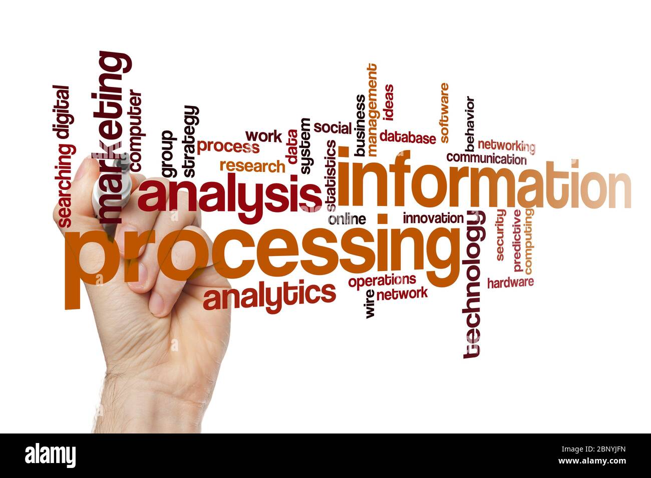 Information processing word cloud concept on white background Stock ...