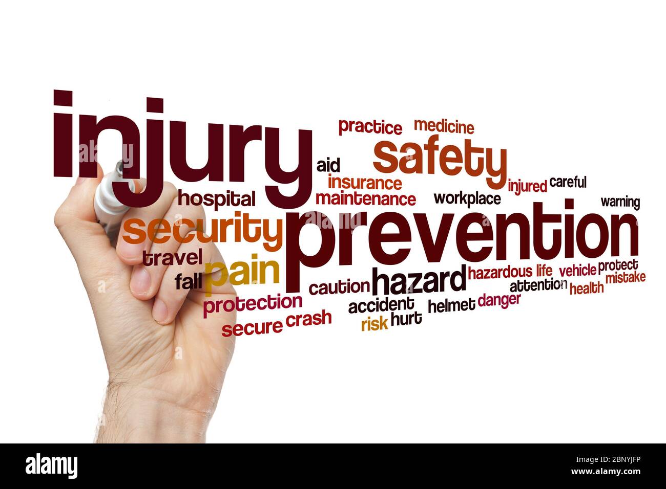 Injury prevention word cloud concept on white background Stock Photo ...