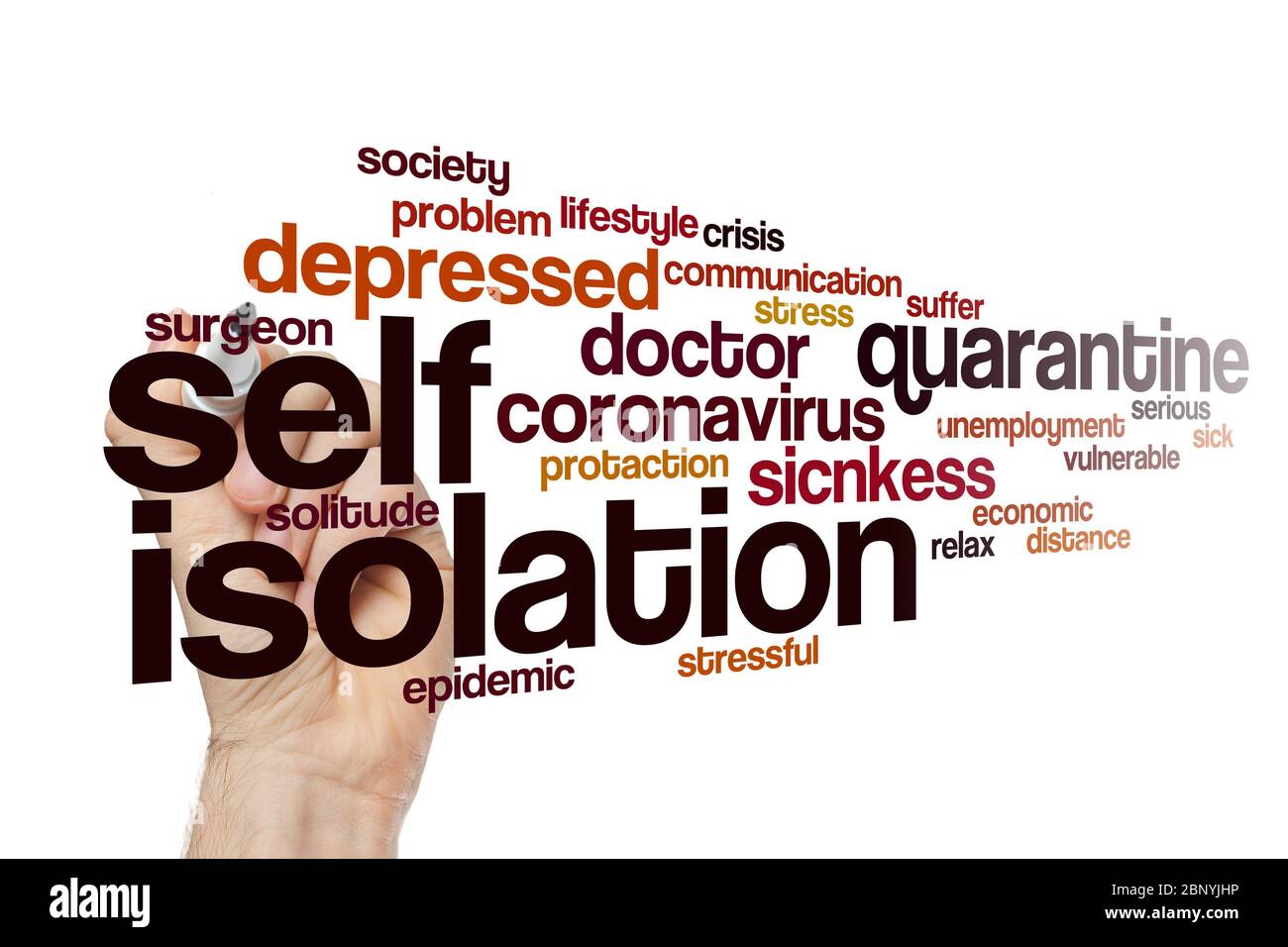 Self isolation word cloud concept on white background Stock Photo - Alamy