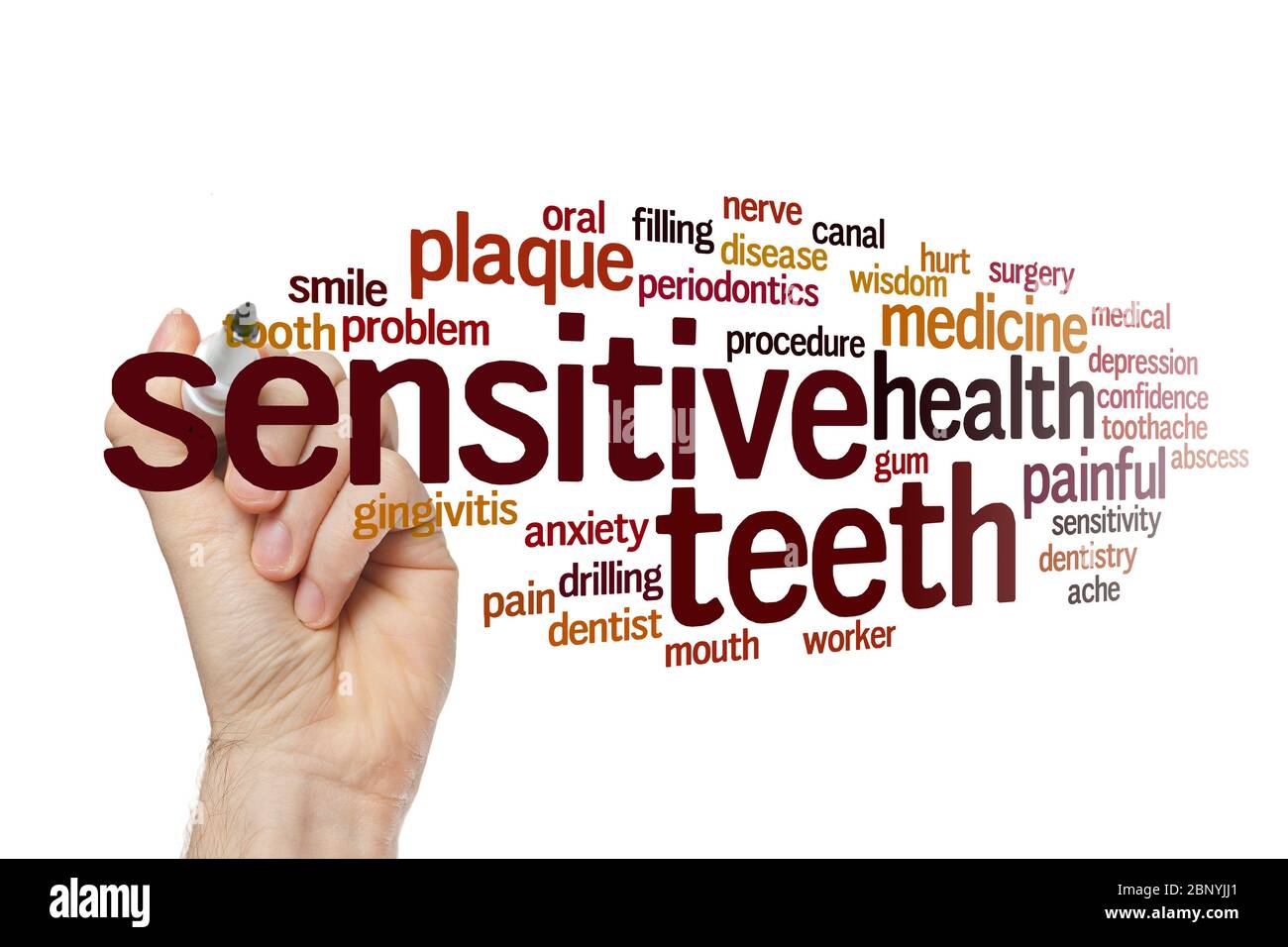 Sensitive teeth word cloud concept on white background Stock Photo - Alamy