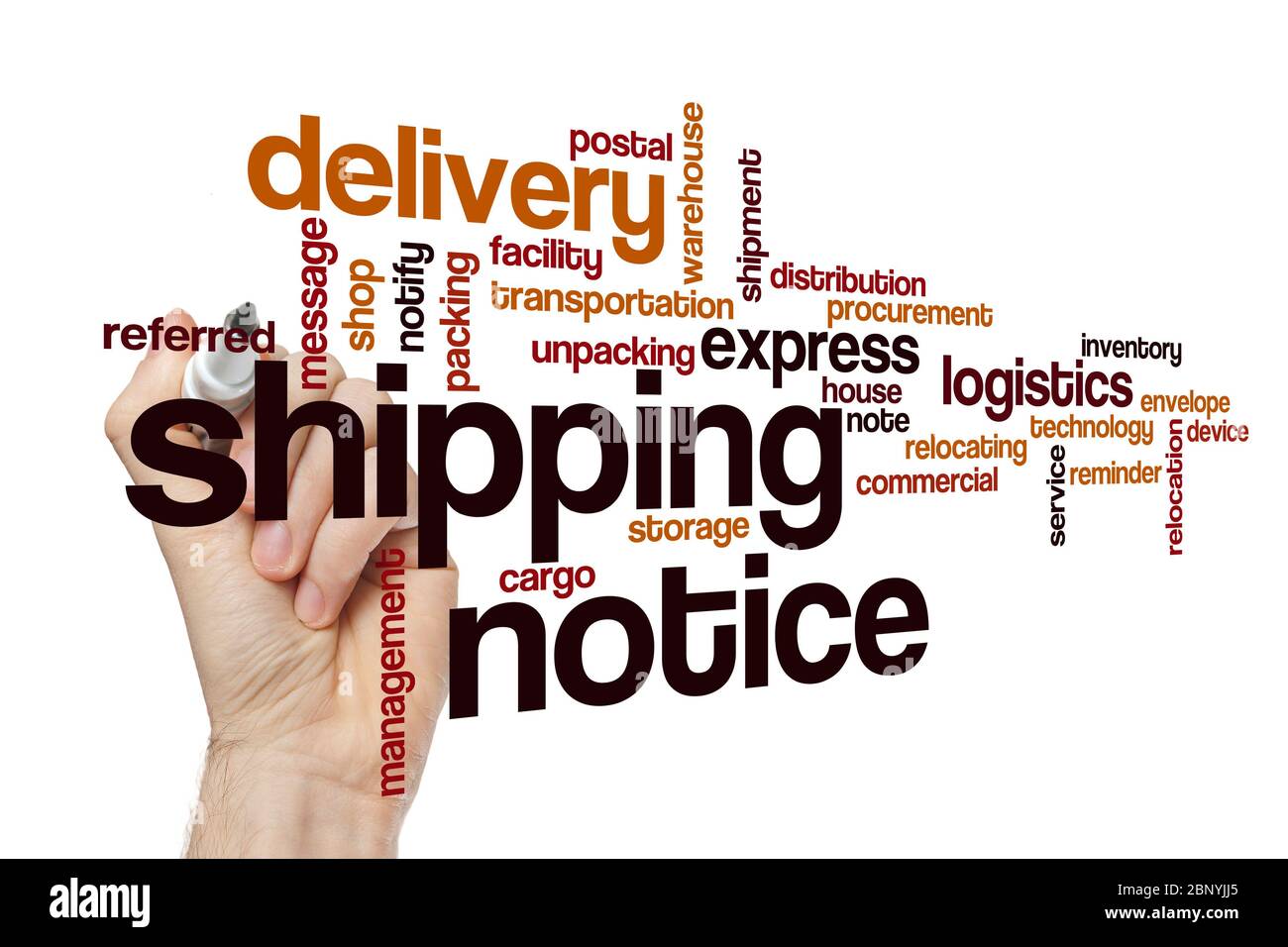 Shipping notice word cloud concept on white background Stock Photo - Alamy
