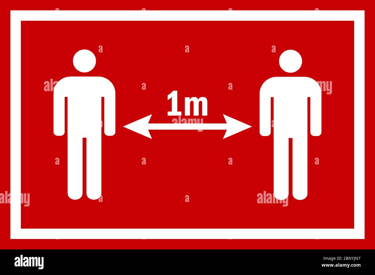 Safety measure. Corona caution sign. Keep social distance 1 meter from ...