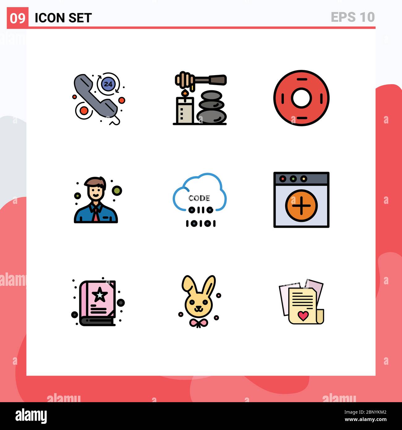 Stock Vector Icon Pack of 9 Line Signs and Symbols for coding, office ...