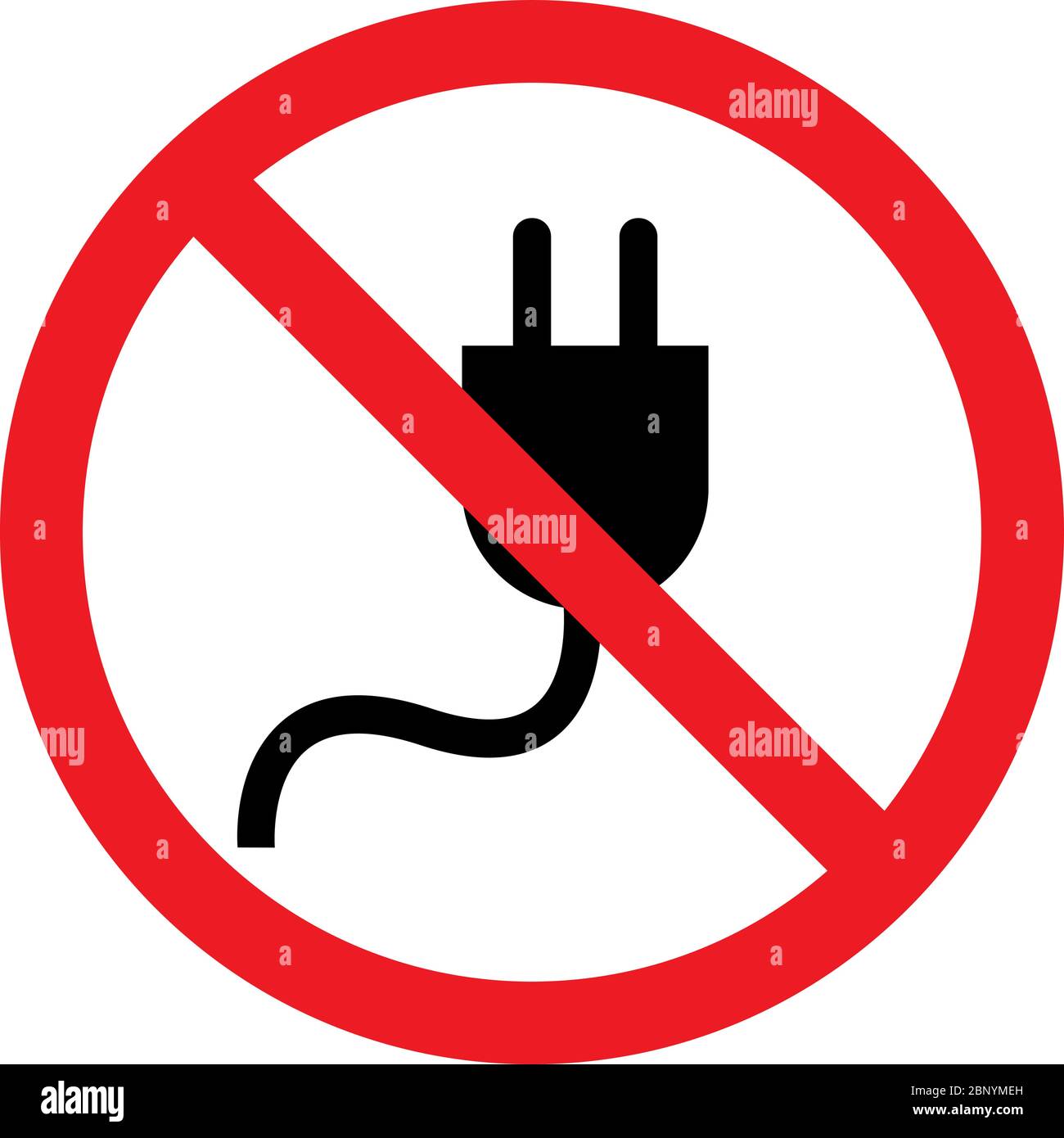 No plug warning sign vector. Black on White background Stock Vector ...