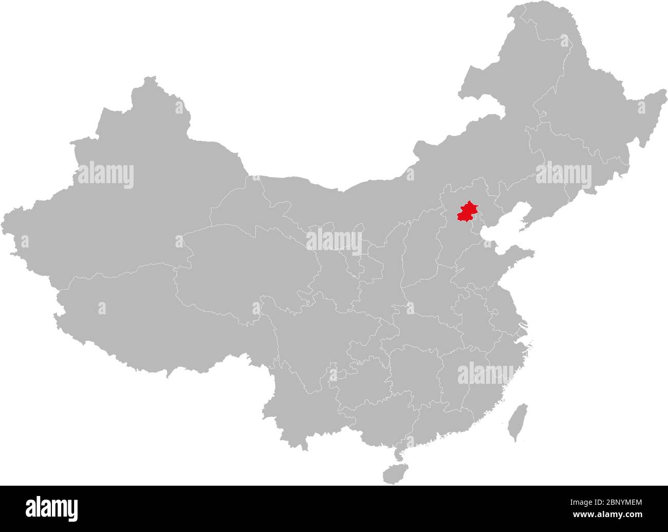 Beijing province highlighted on china map. Gray background Stock Vector ...