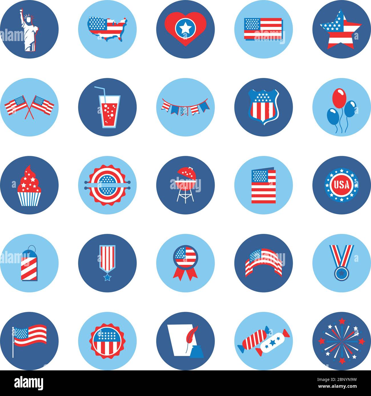 bundle of independence day usa icons Stock Vector Image & Art - Alamy