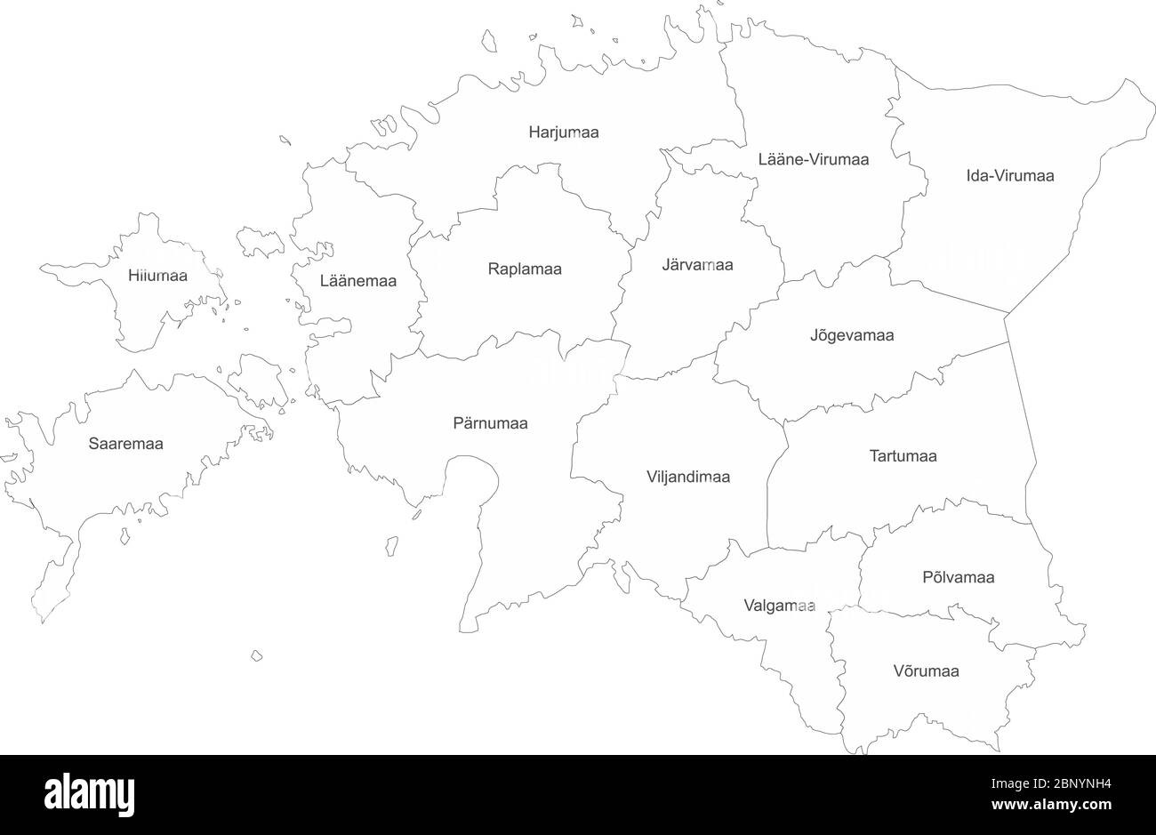 Estonia map with name labels. White background. Perfect for business ...