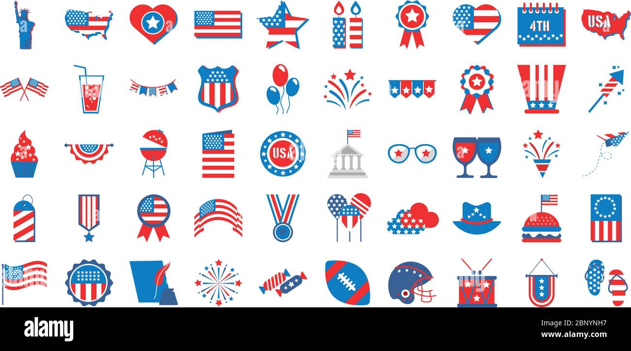 bundle of independence day usa icons Stock Vector Image & Art - Alamy