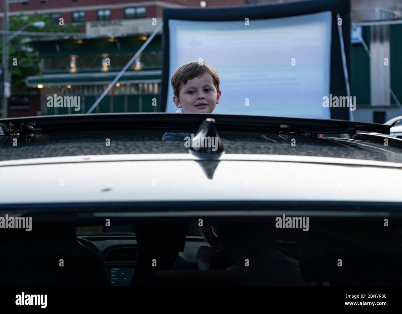 New York, NY - May 16, 2020: Bel Aire Diner set up pop-up drive-in ...