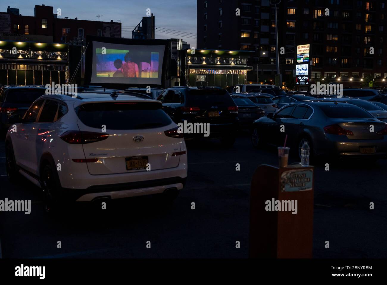 New York, NY - May 16, 2020: Bel Aire Diner set up pop-up drive-in ...