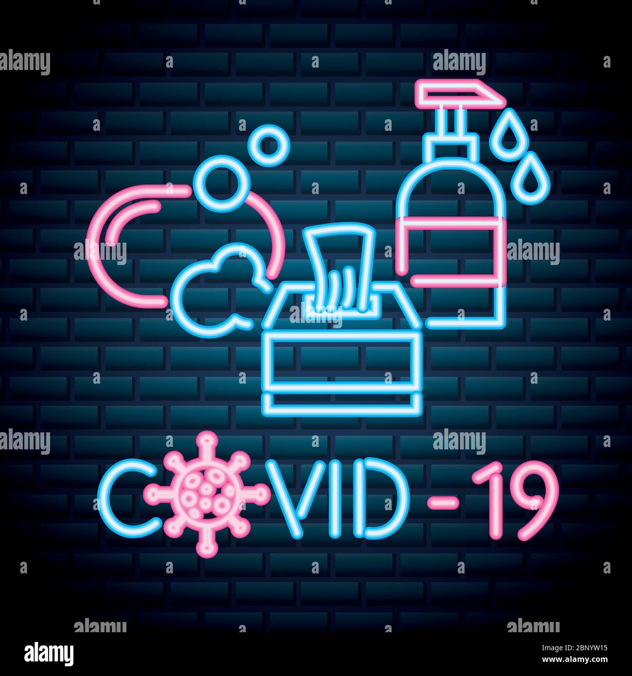 wash your hands for covid19 neon light style Stock Vector Image & Art ...