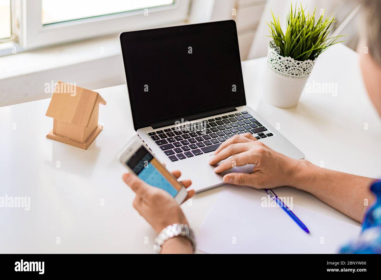Workplace at home computer and remote work Stock Photo - Alamy