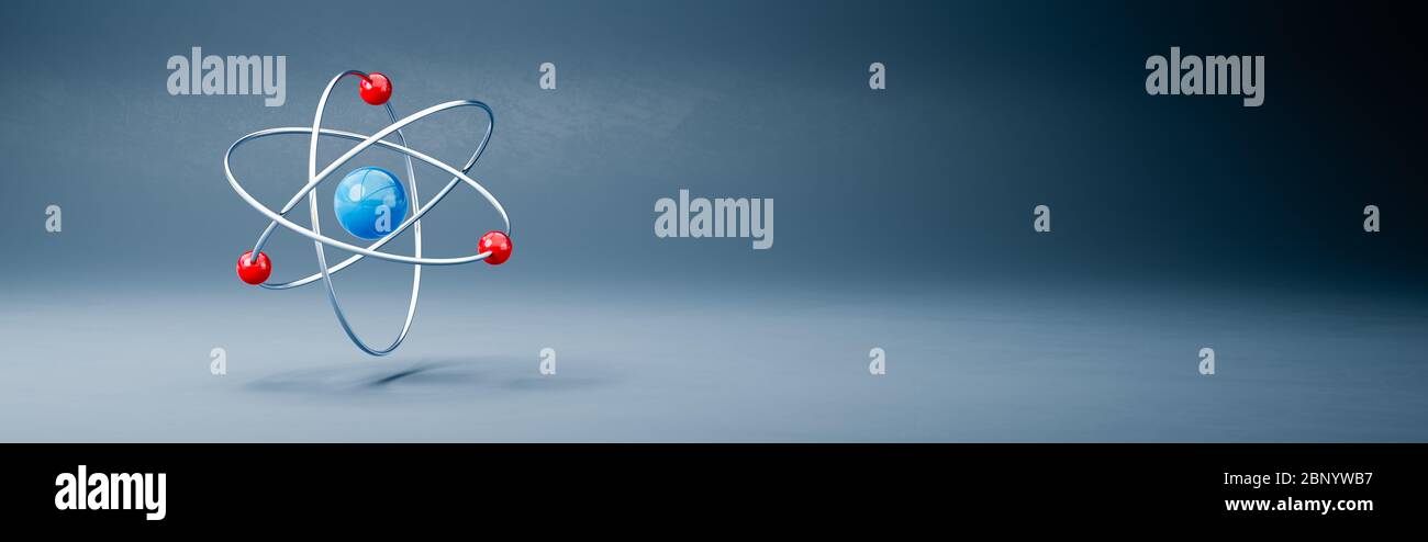 Atom Symbol Structure on Blue Background Stock Photo - Alamy