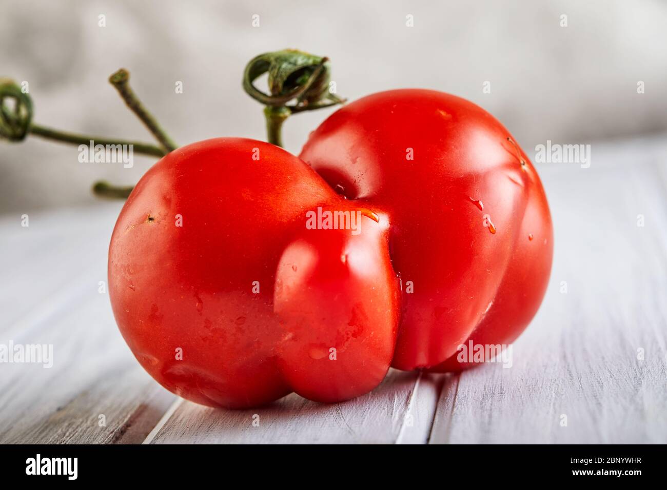 Ugly fruit or vegetable. Severely malformed mutant tomato. Food shops ...