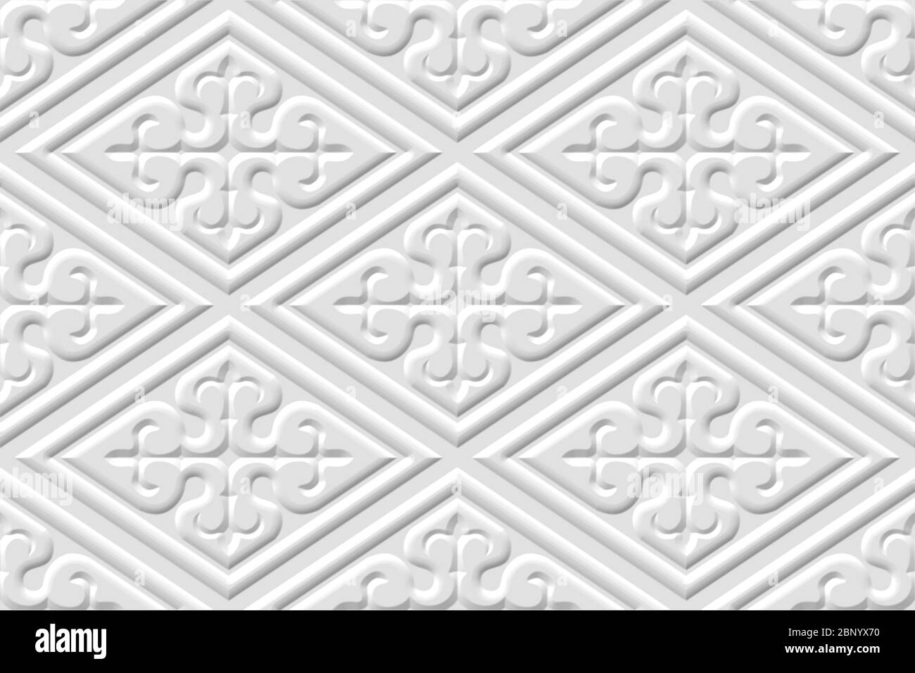 White seamless geometric texture. Origami paper style. 3D rendering ...