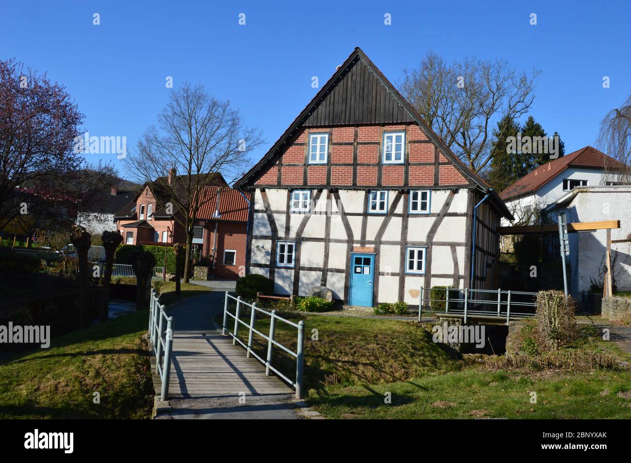 April-04-2020, Kalletal, North Rhine Westphalia, Germany, Old water ...