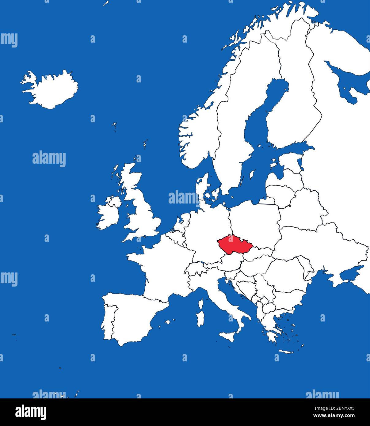Czech Republic highlighted on europe map. Blue sea background. Perfect ...