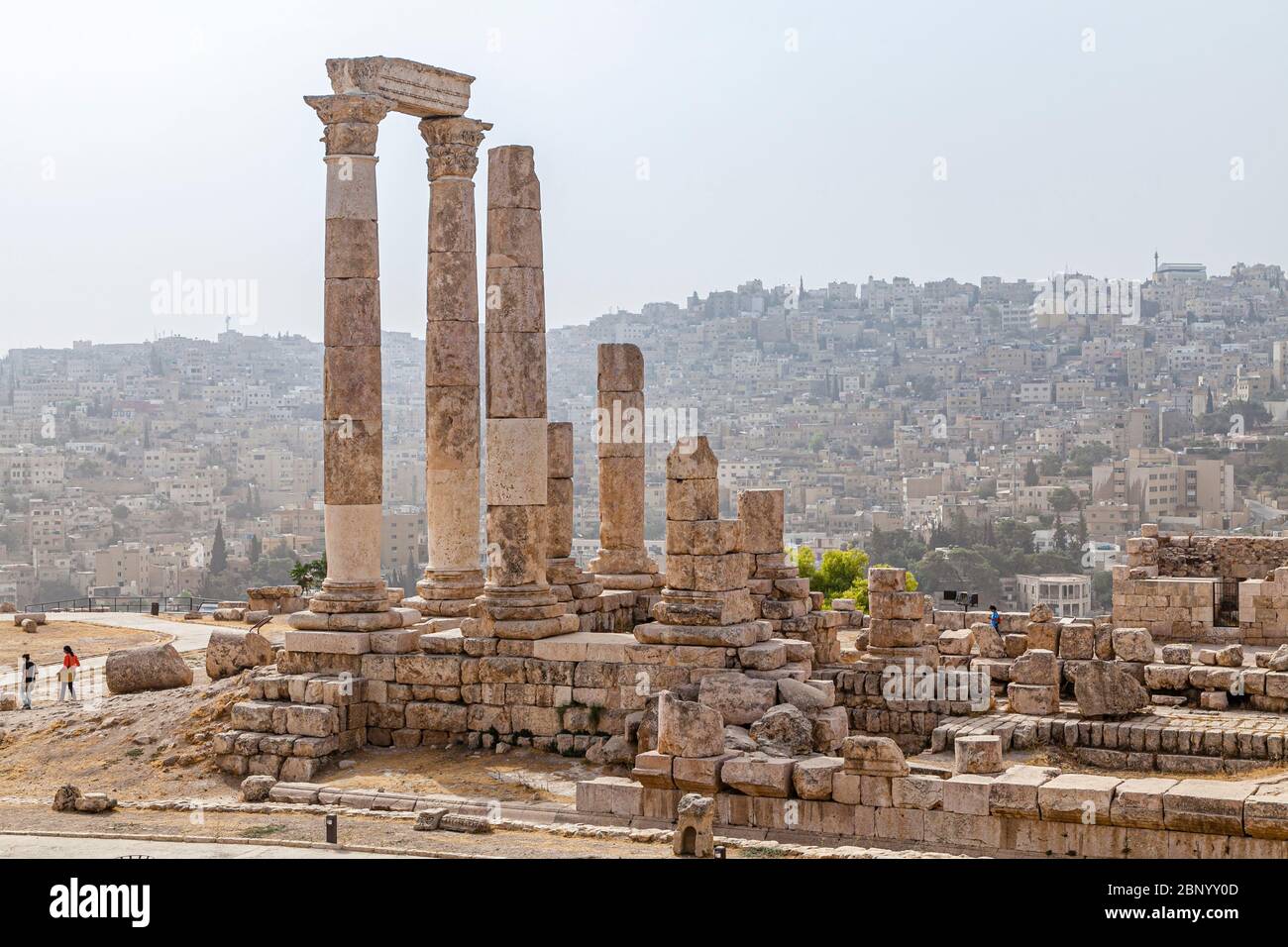 View of ruins of the Roman Empire at the site of the Citadel in Amman ...