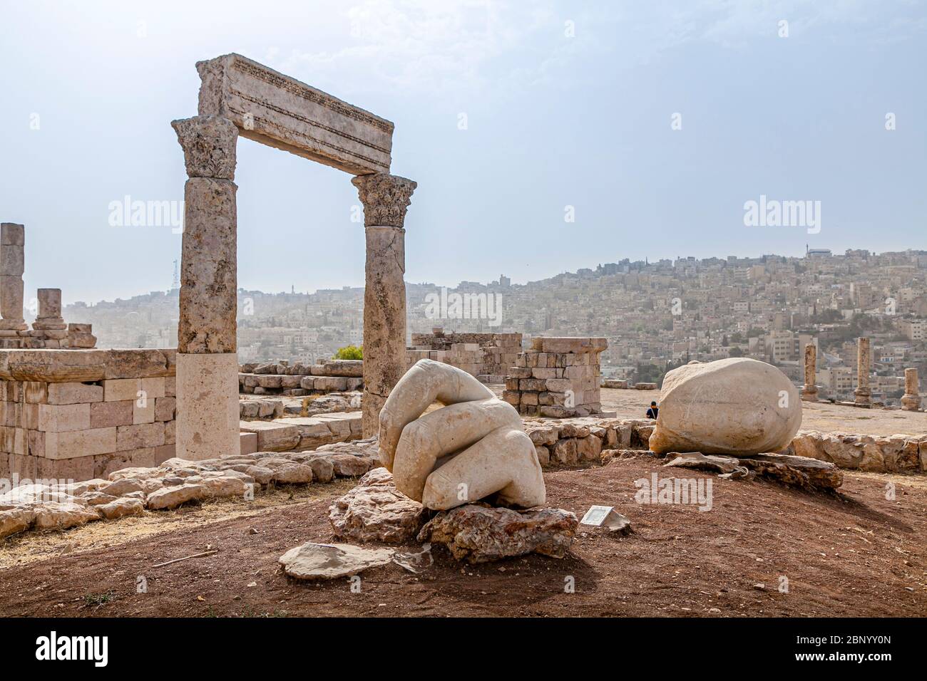 View of ruins of the Roman Empire at the site of the Citadel in Amman ...