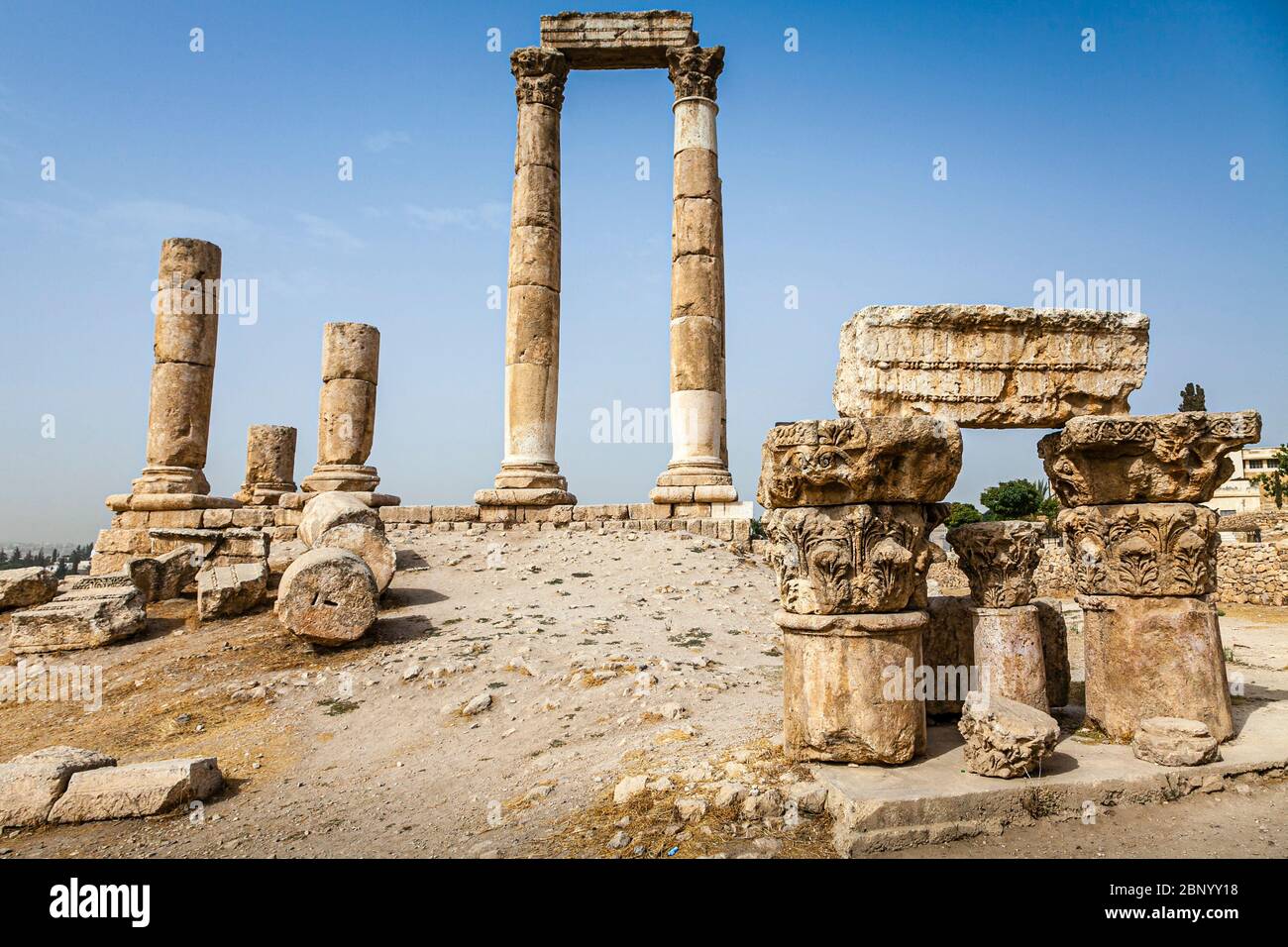 View of ruins of the Roman Empire at the site of the Citadel in Amman ...