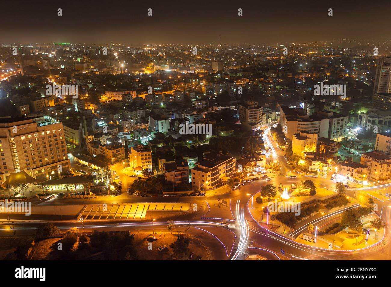 An aerial night view of the city of Amman in Jordan Stock Photo - Alamy