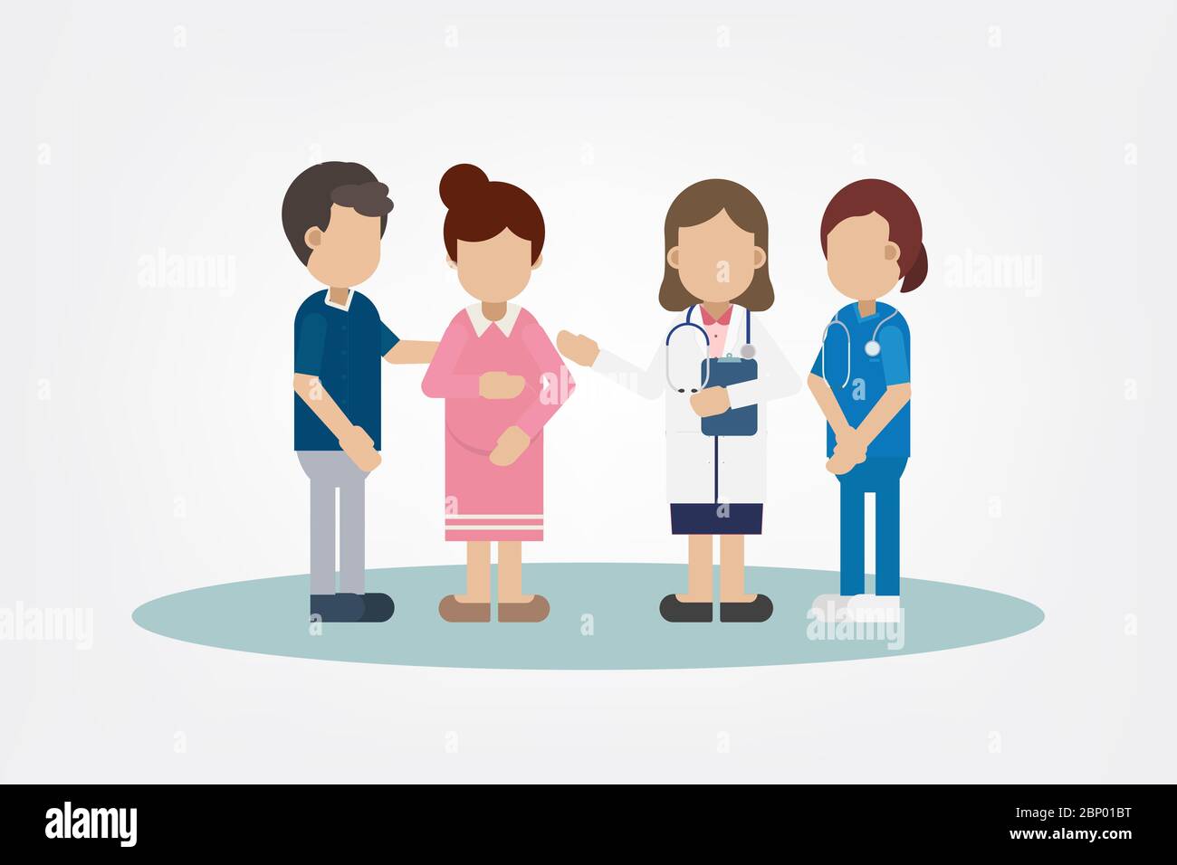 Gynecologist with pregnant woman flat design vector illustration Stock ...