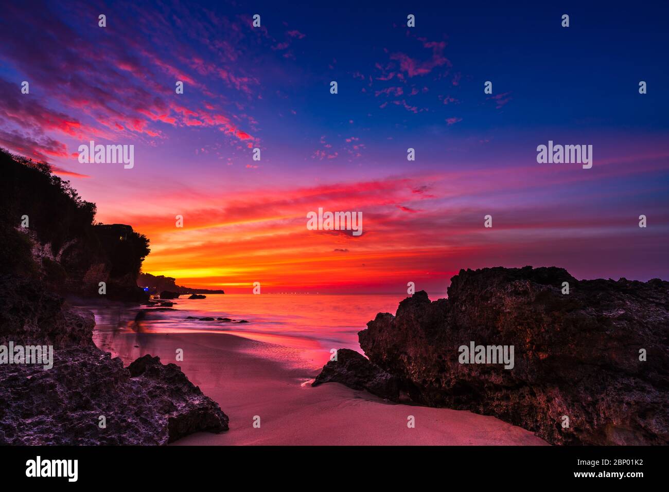 Amazing view from a sea cave at the tropical beach of Bali, Indonesia ...