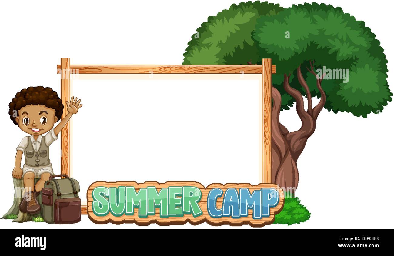 Border template design with boy at summer camp illustration Stock ...