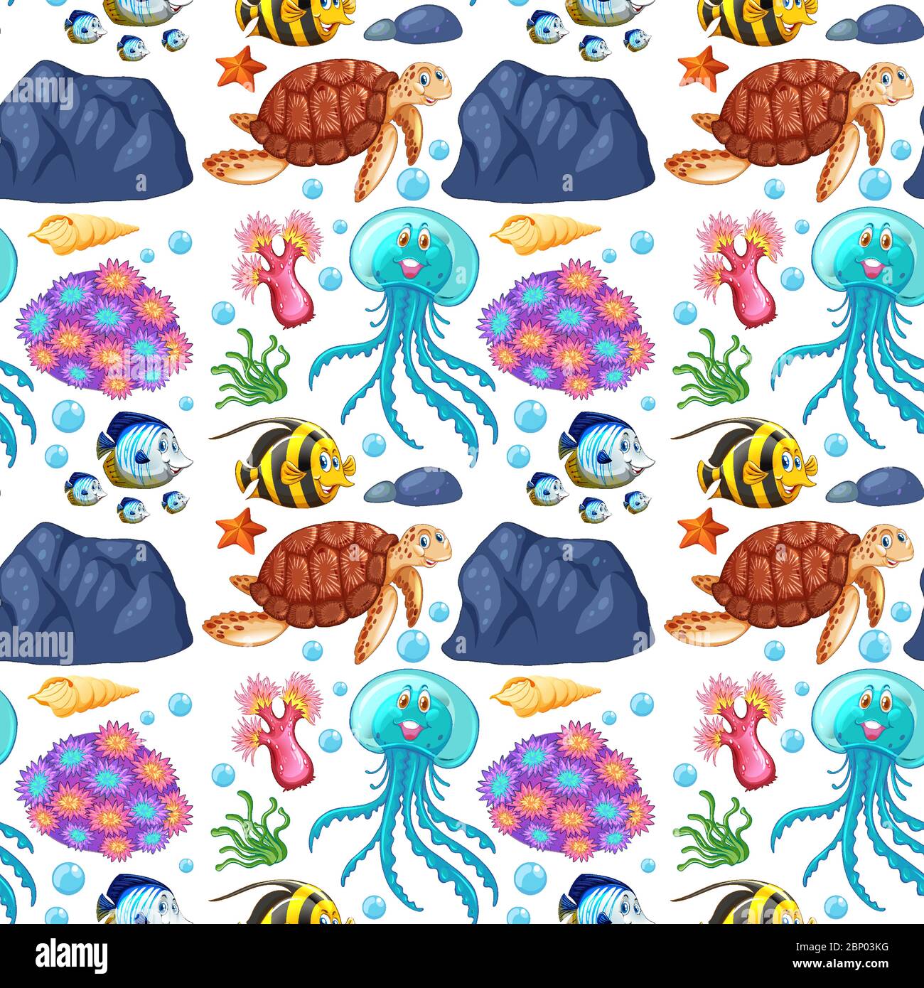 Seamless background design with sea creatures underwater illustration ...