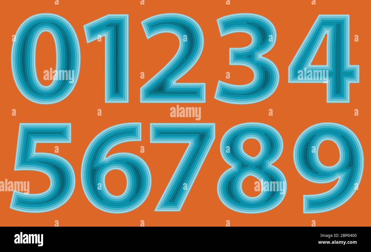 Set of numbers - layers cut out of paper in origami style. Numbers from ...