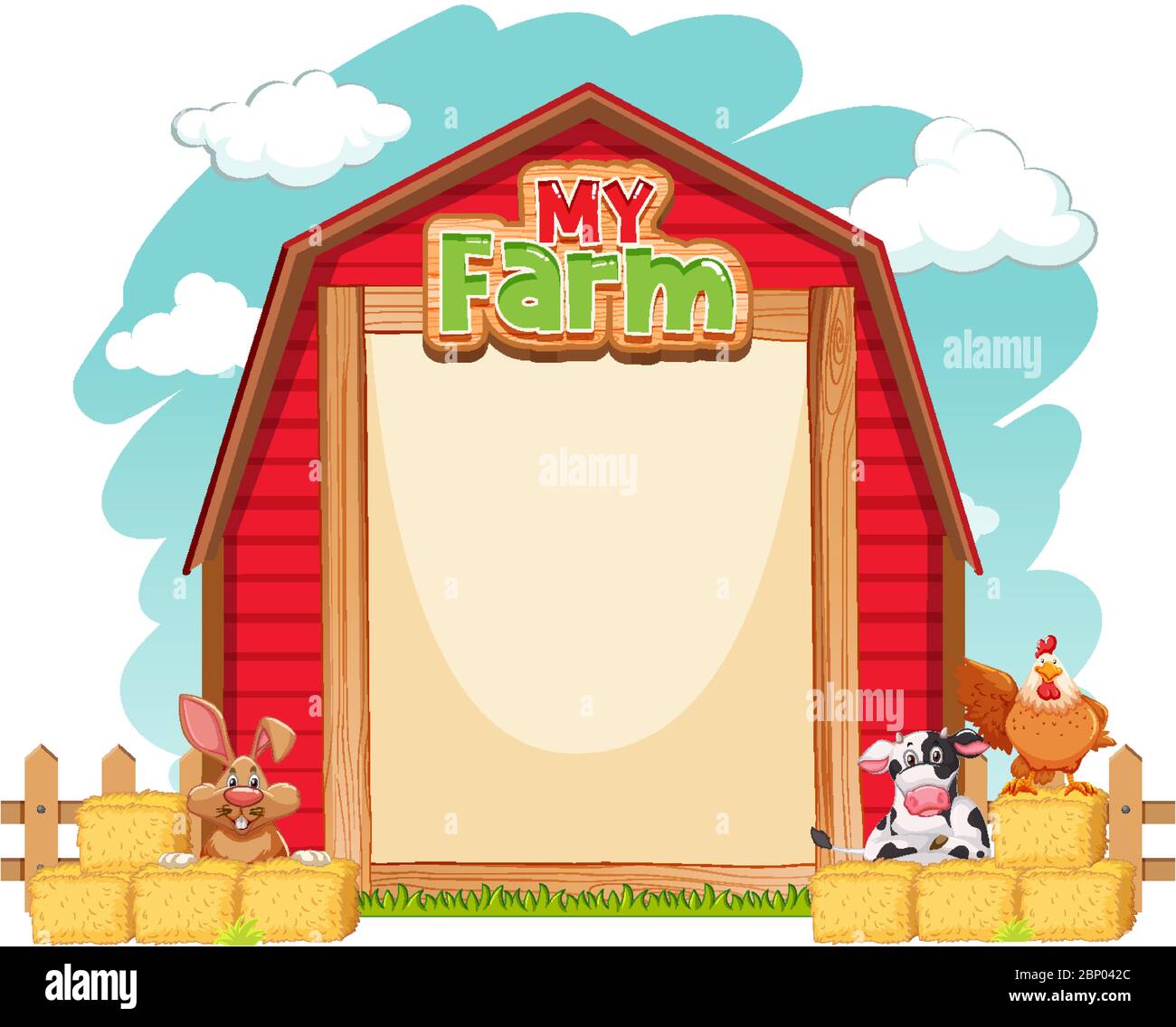 Border template design with many farm animals illustration Stock Vector ...