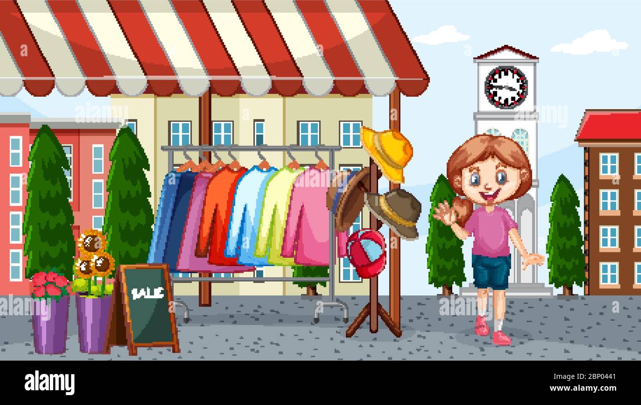 Woman Selling Cloth Clip Art