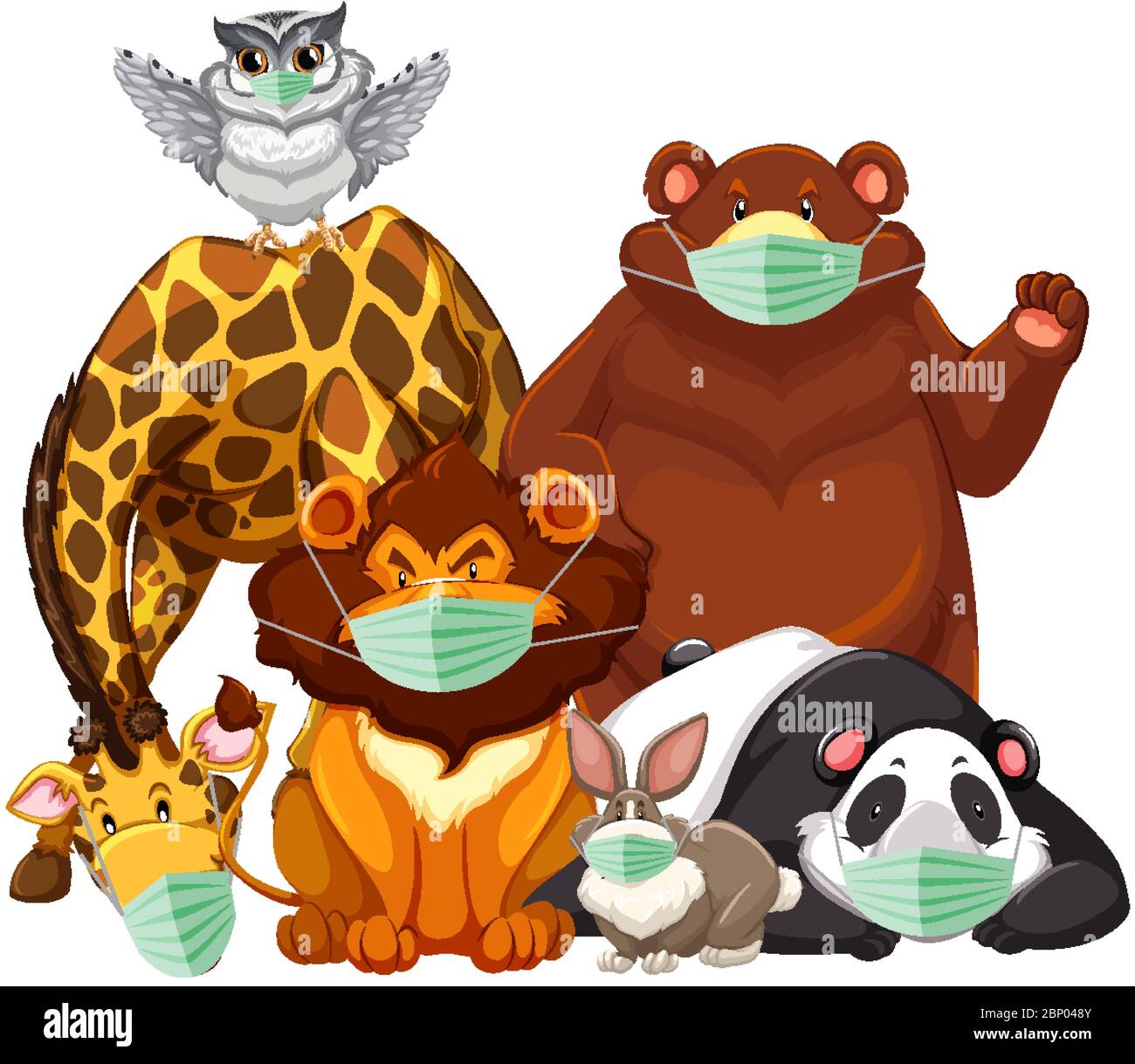 Wild animals charater wearing mask illustration Stock Vector Image ...