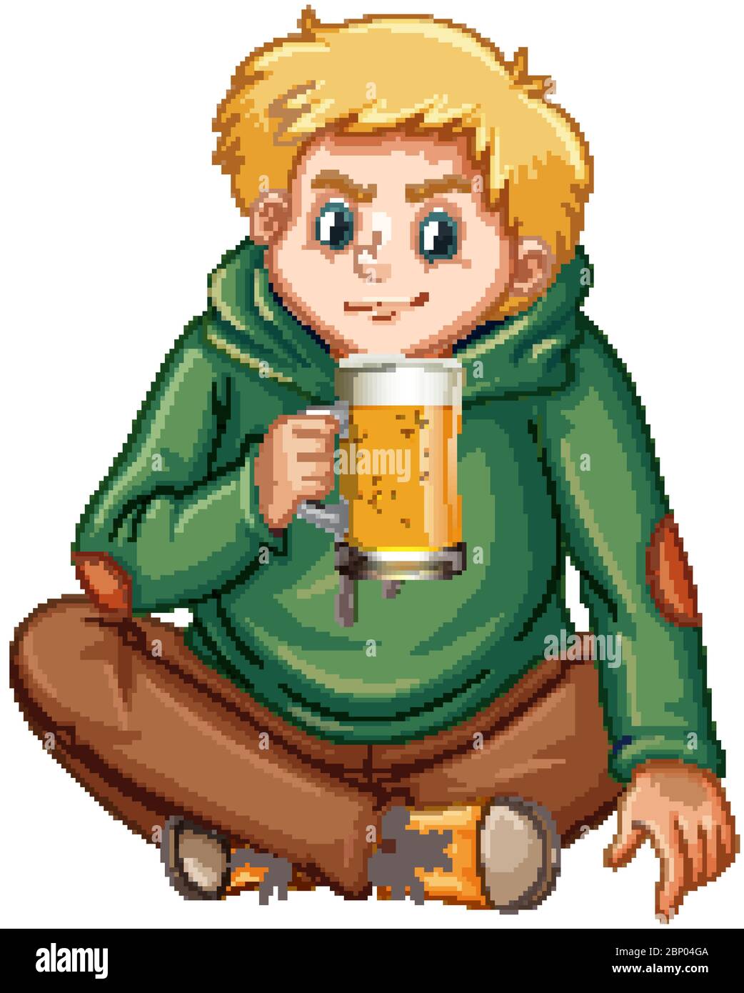 Teenage boy drinking beer on white background illustration Stock Vector ...