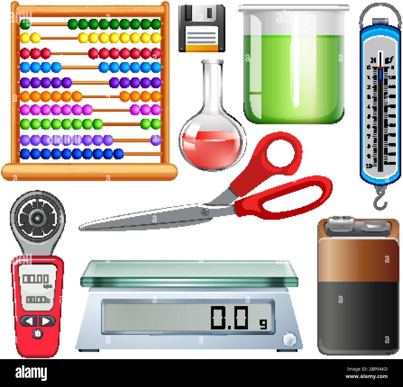 Set of science equipments on white background illustration Stock Vector ...
