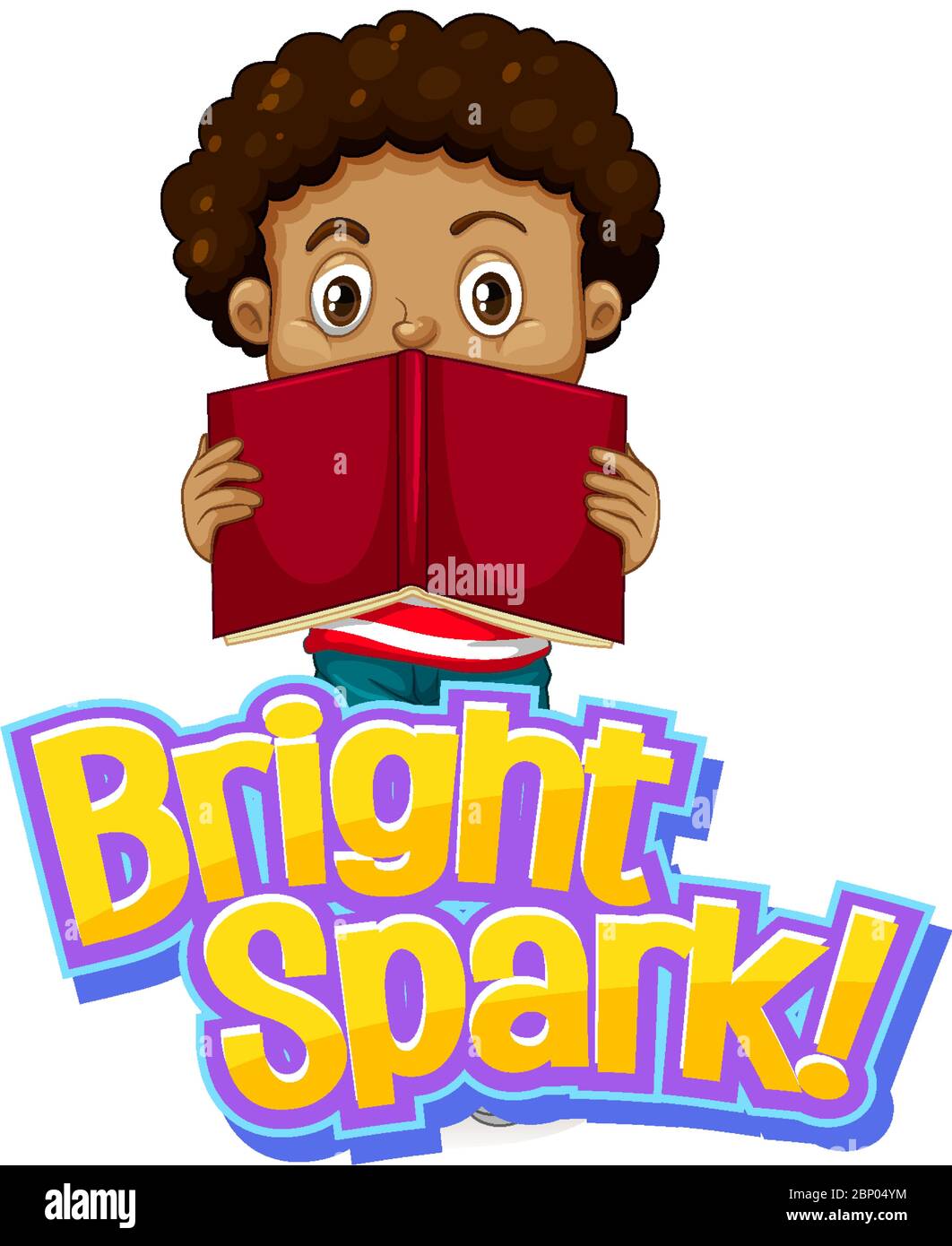 Font design for word bright spark with boy reading book illustration ...