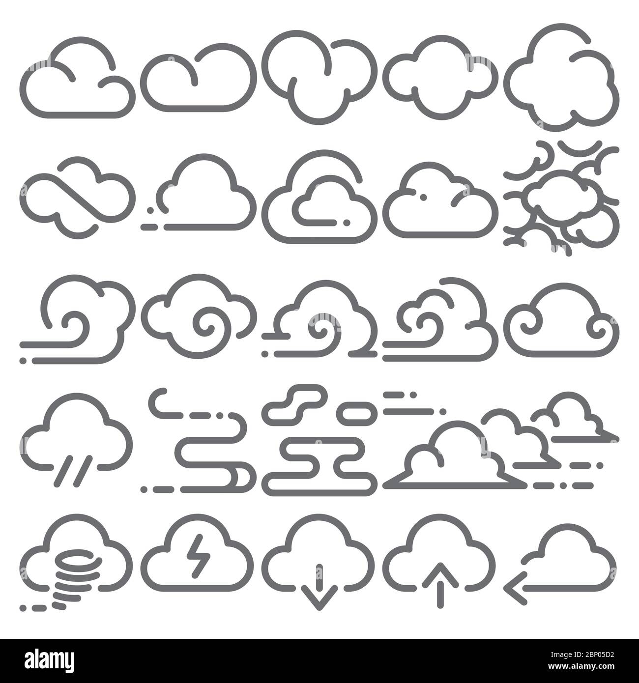 Clouds icon vector set. Linear art with editable stroke Stock Vector ...