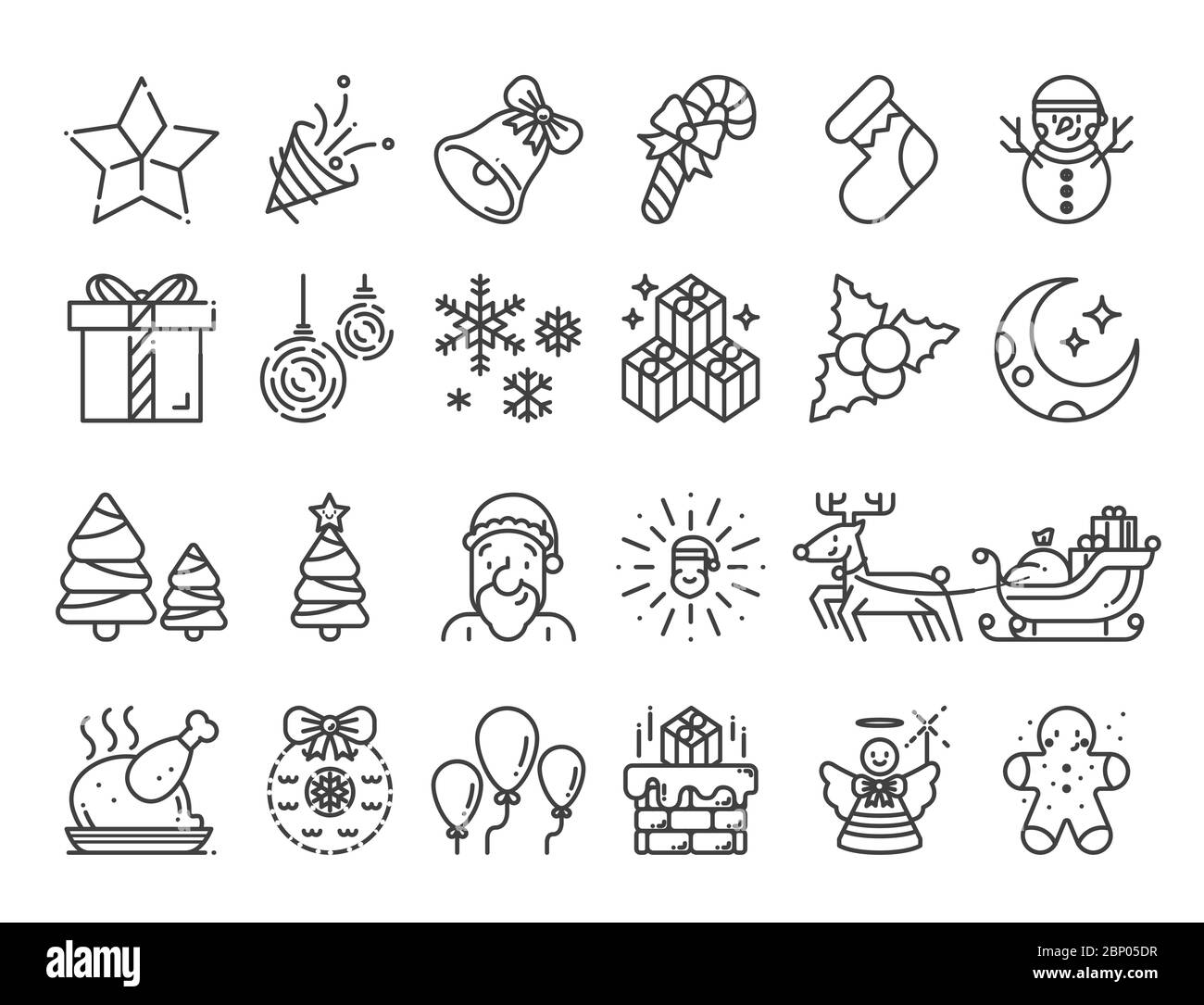 Christmas line icons set Stock Vector Image & Art - Alamy