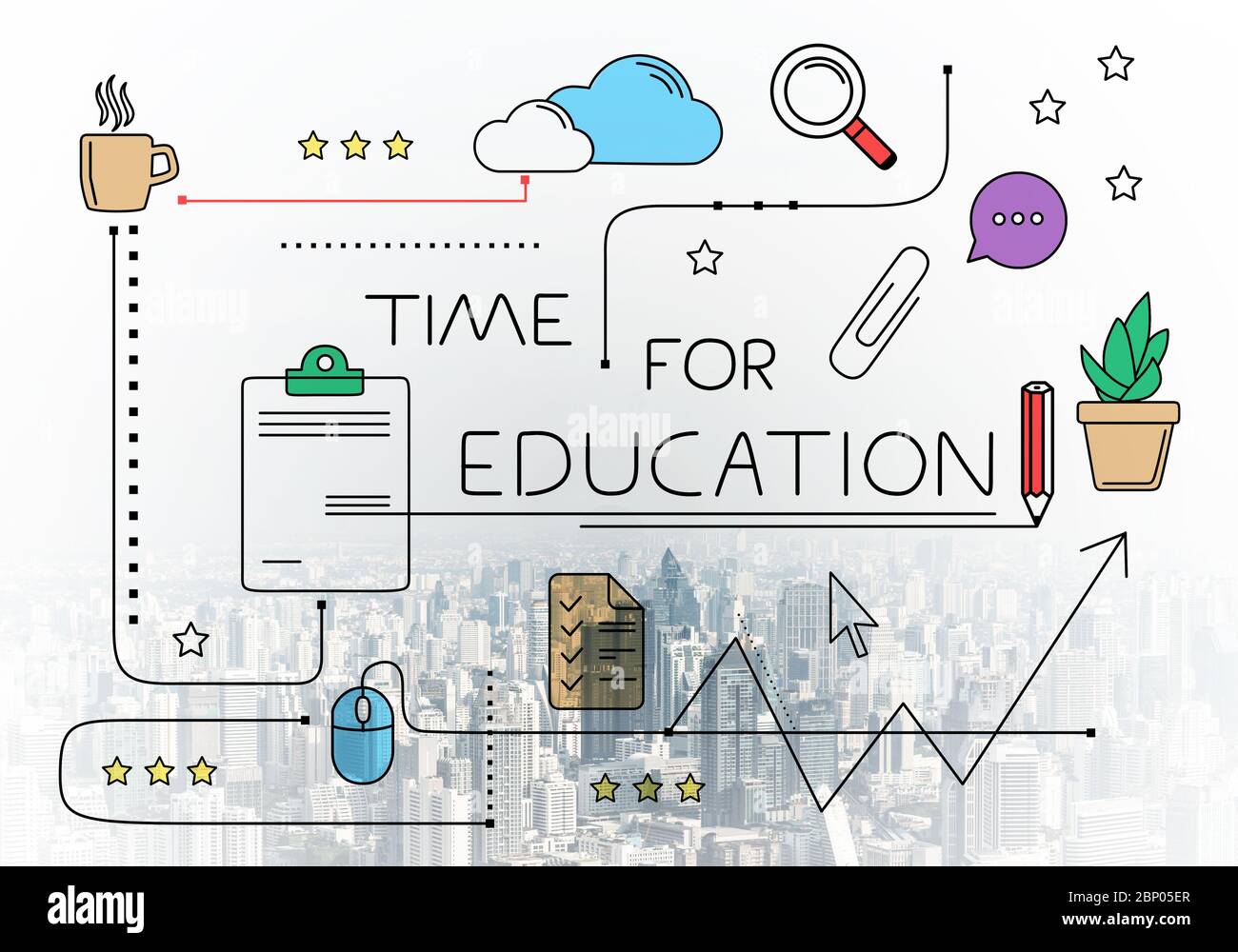 Time for education sketch with media signs Stock Photo - Alamy
