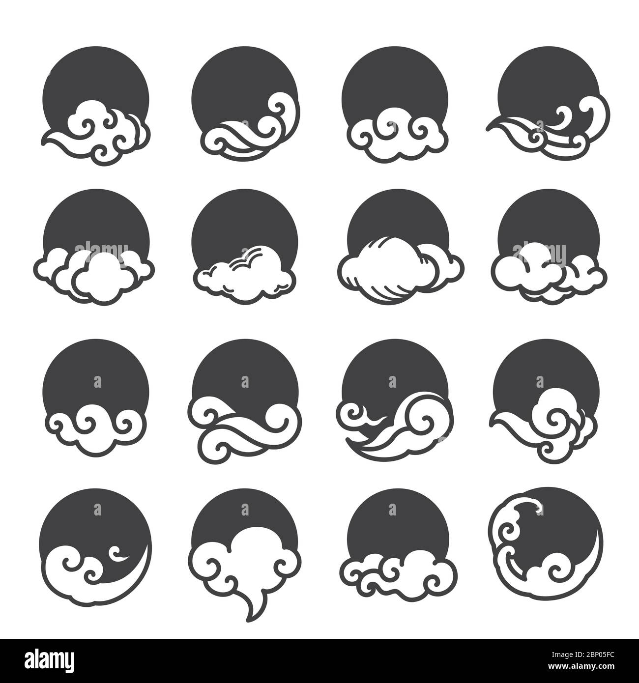 Cloud with the sun vector logo template. Chinese cloud and modern style ...