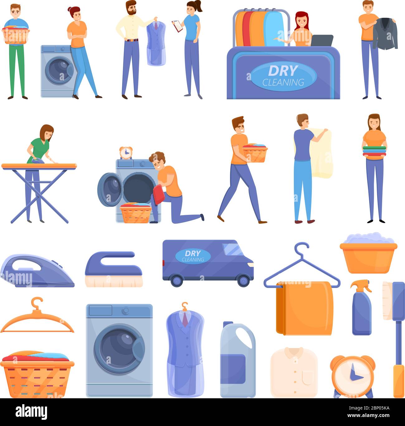 Dry cleaning icons set. Cartoon set of dry cleaning vector icons for ...