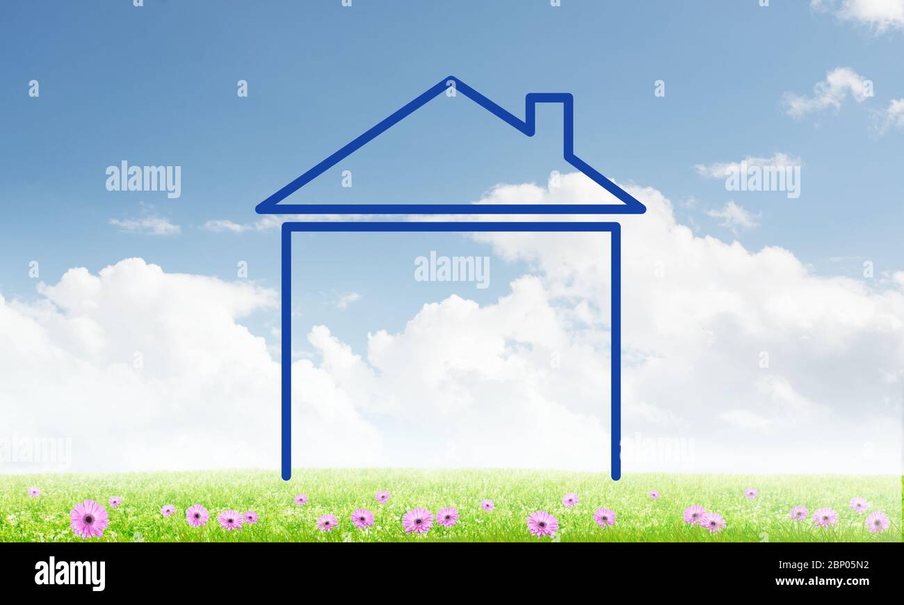 House on sky landscape Stock Photo - Alamy
