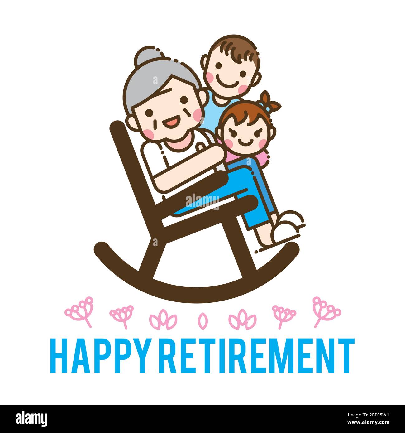 Happy retirement vector illustration. A grandmother sitting on rocking ...