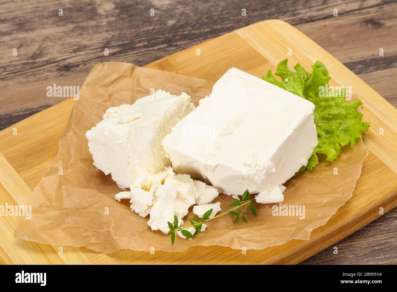 Greek traditional Feta soft cheese in the plate Stock Photo - Alamy