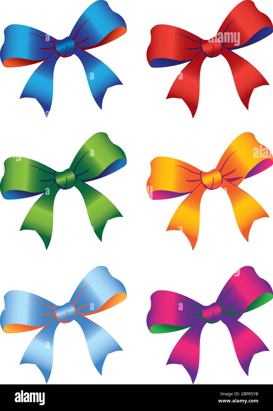 Vector illustration of a six colored bows isolated on white Stock ...