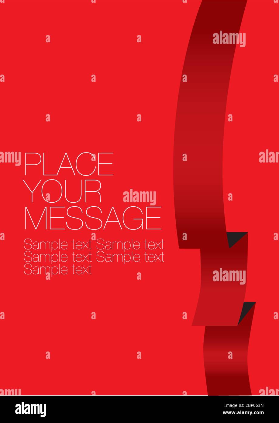 Vector illustration of vibrant red ribbon background layout template ...
