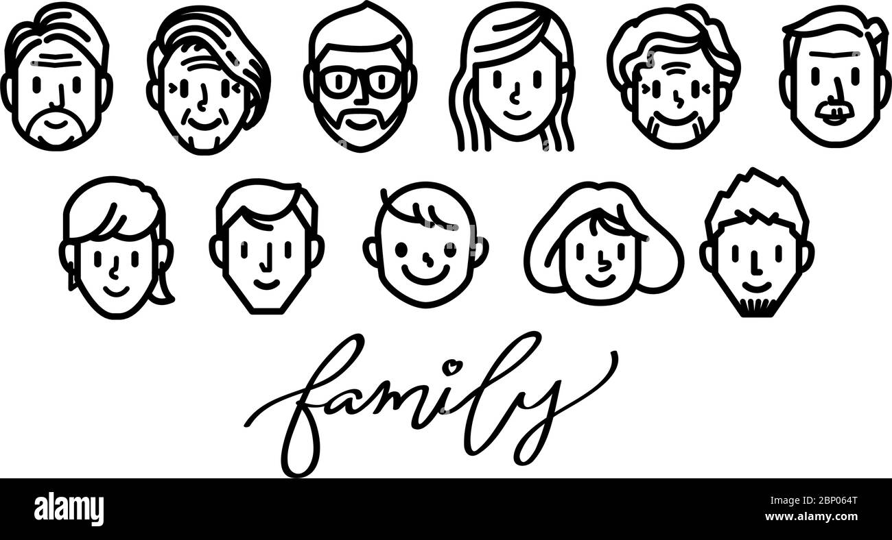 Set of family face icons. Line vector Stock Vector Image & Art - Alamy