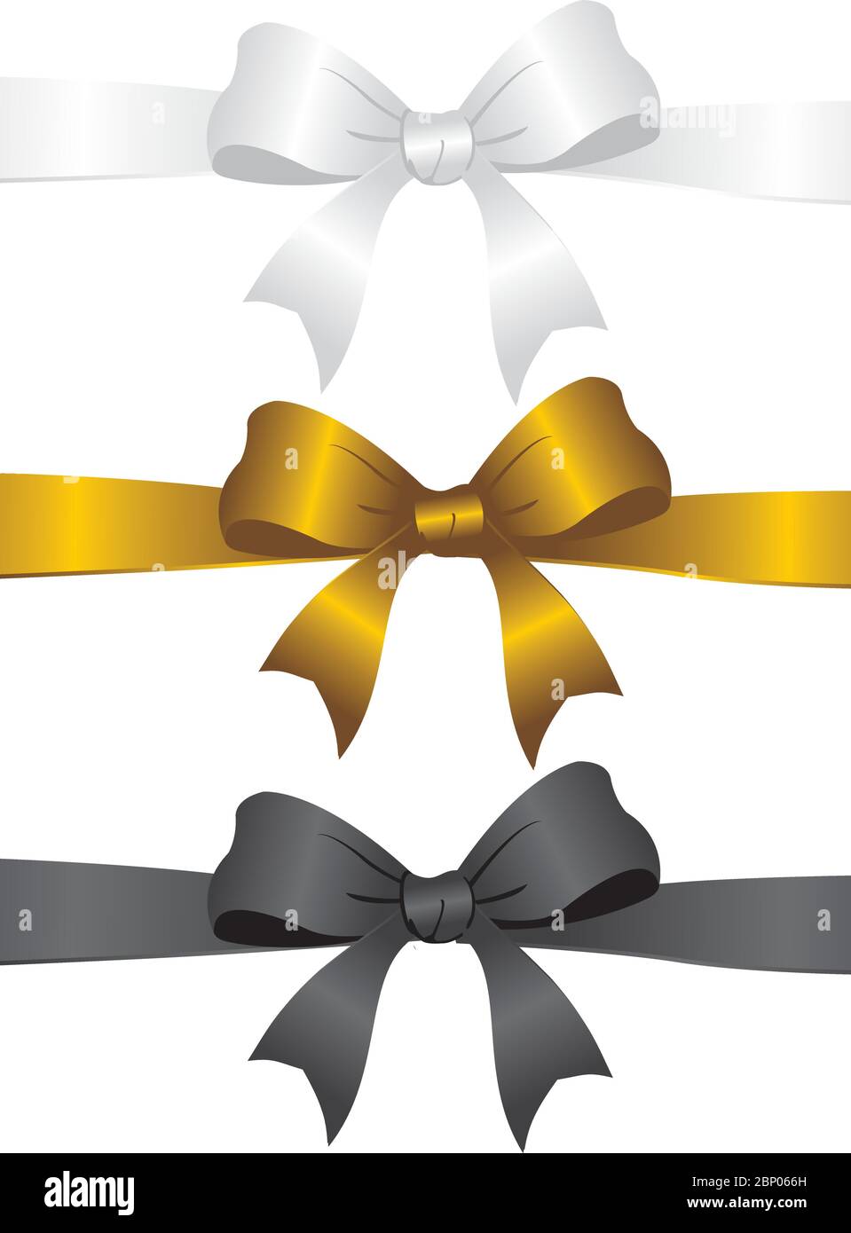 Vector illustration of a three ribbon bows isolated on white Stock ...