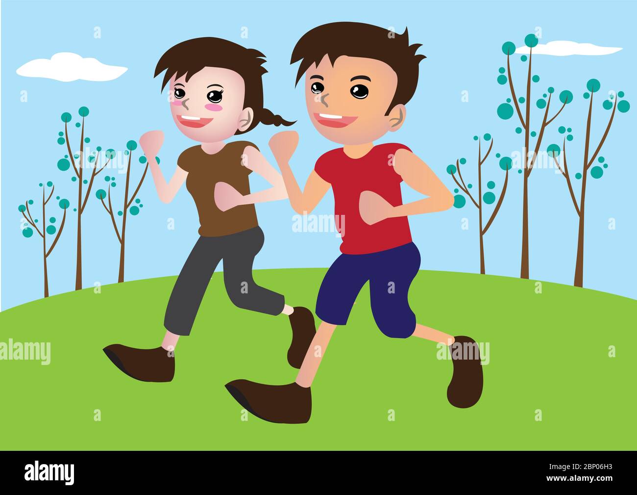 Children morning exercise Stock Vector Images - Alamy